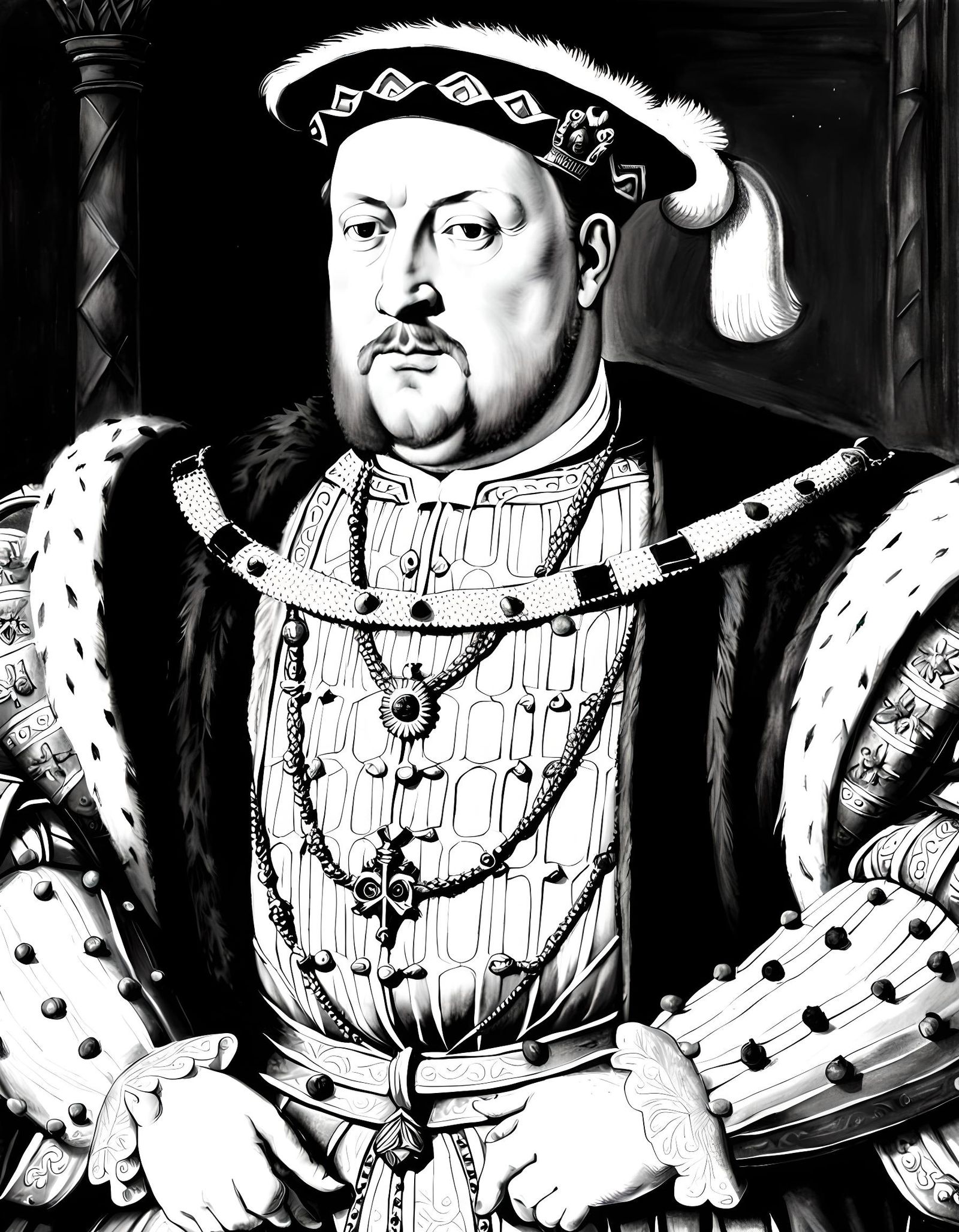 Black and White Portrait of King Henry VIII - AI Generated Artwork ...