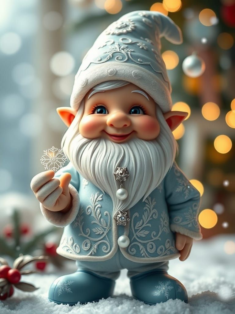Christmas Gnome - Whimsical Christmas Gnome in Exquisite Sui...