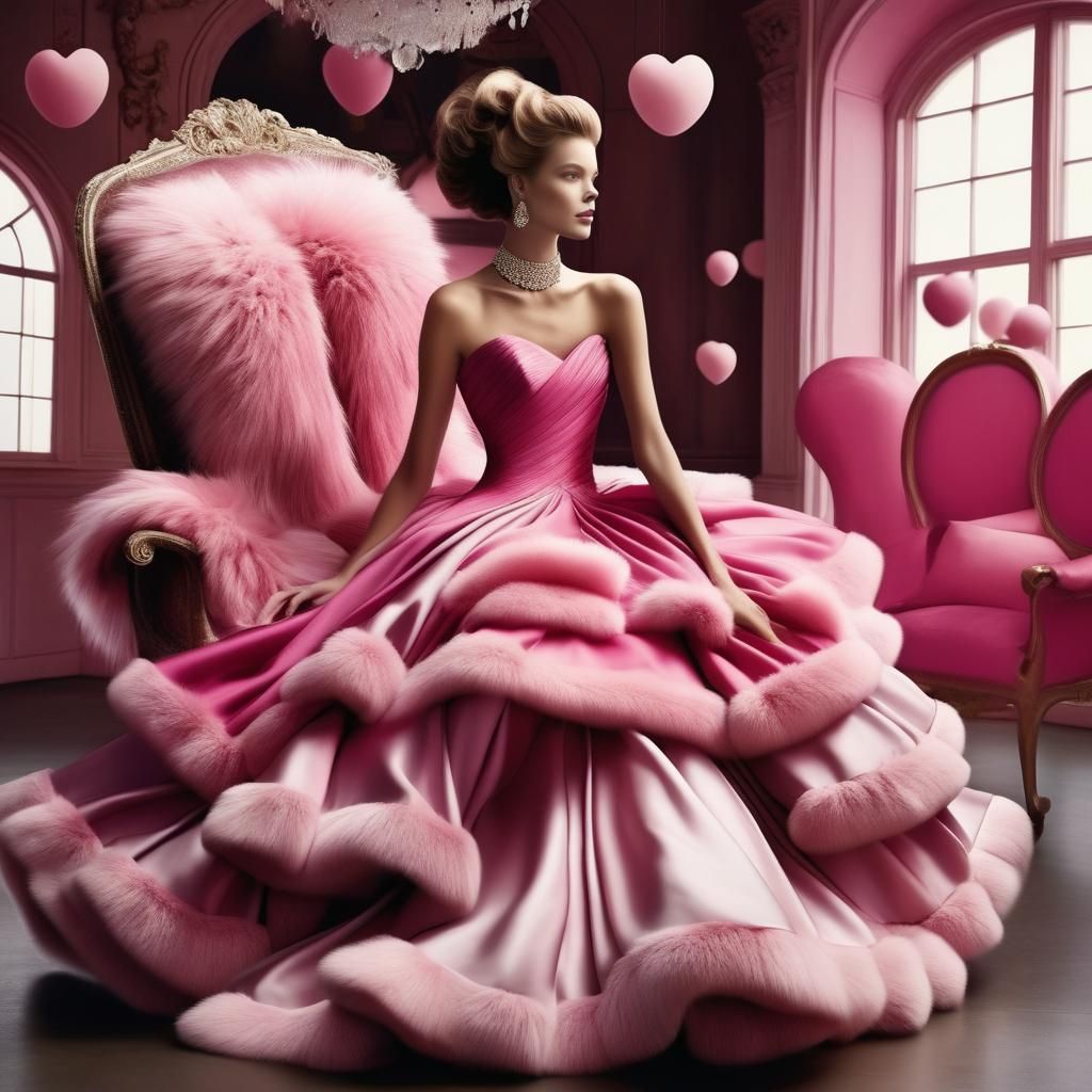 Shades Of Pink Wide Evening Gown Realistic & Creative. Redone. - AI ...