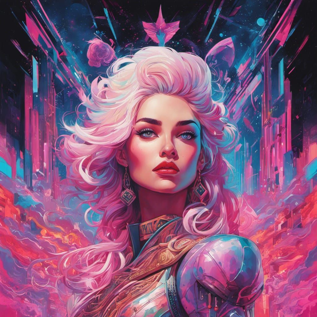 Synthwave future princess - Synthwave Princess in 80s Fantas...