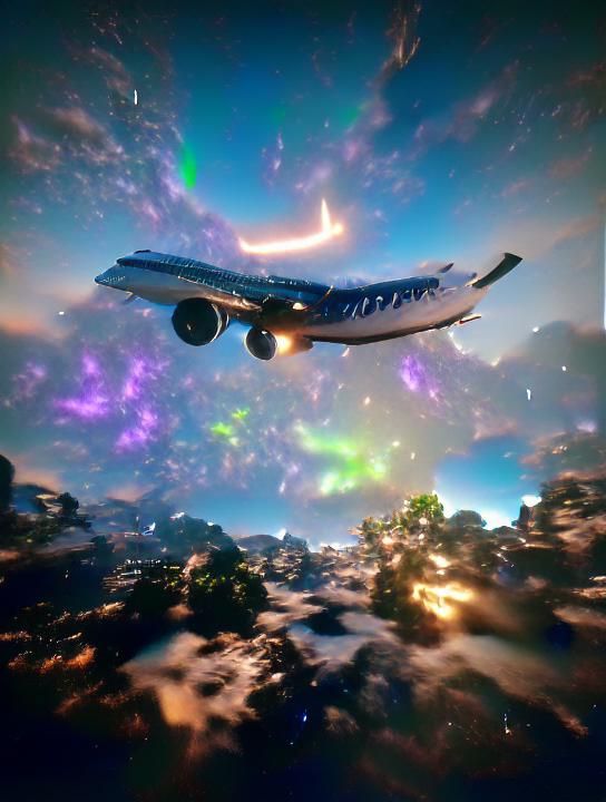Airplane flight thru the universe hyperdetailed Unreal Engine ...