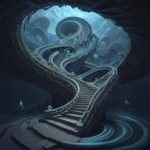 a labyrinthine staircase that goes up to infinity / Someone on the ...