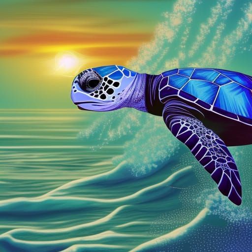 Surfing sea turtle - AI Generated Artwork - NightCafe Creator