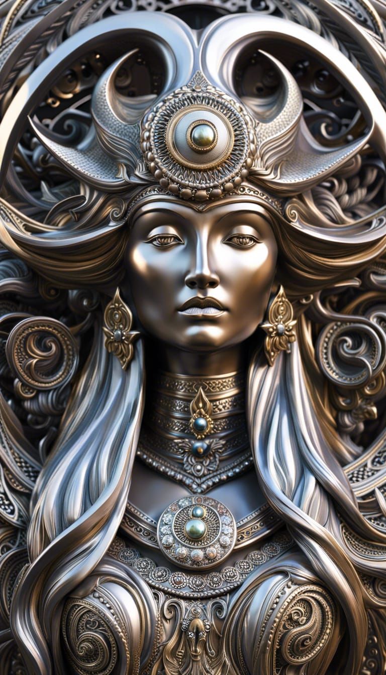 Metal Moon Goddess - AI Generated Artwork - NightCafe Creator