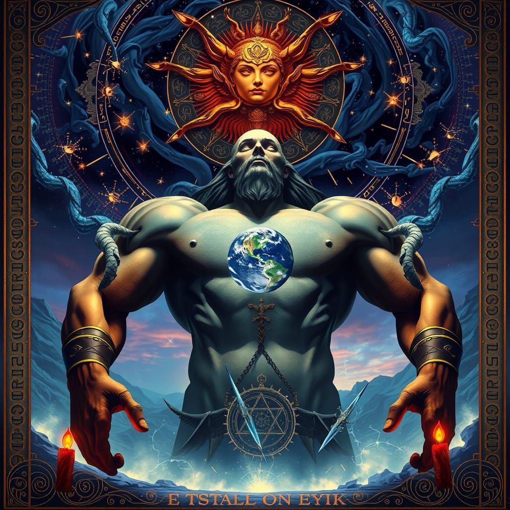 Ethereal Titans Struggle with Weight of a Flat Ear... - AI Art