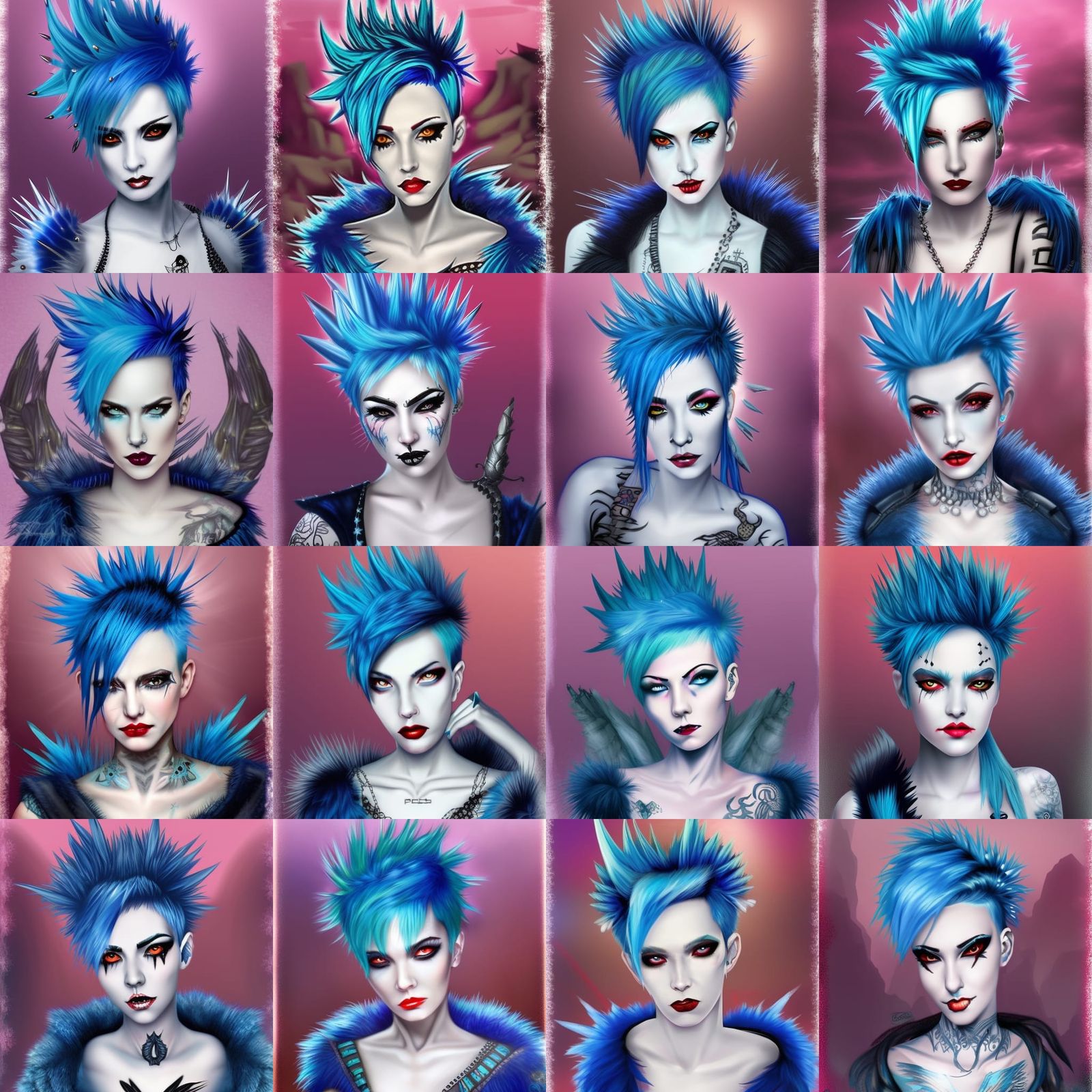 punk pagan goddess with short spiky blue hair head and shoulders ...