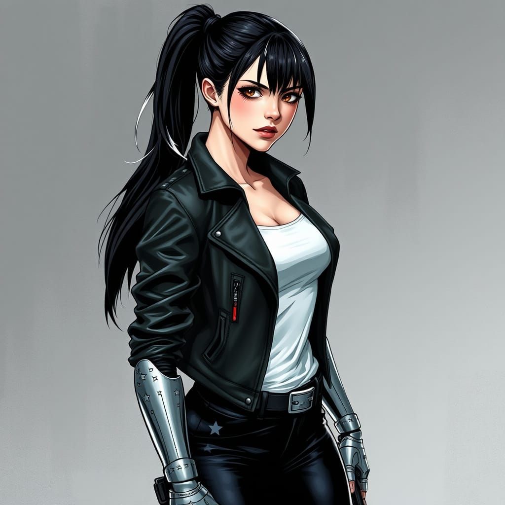 Deadly Assassin with Silver Prosthetics and Cyberp... - AI Art