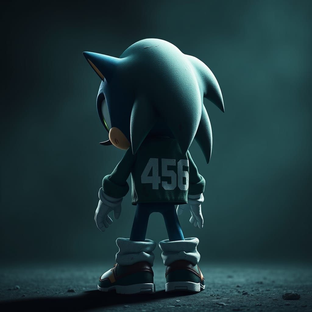 Sonic in Distressed Squid Game-Inspired Tracksuit - AI Art