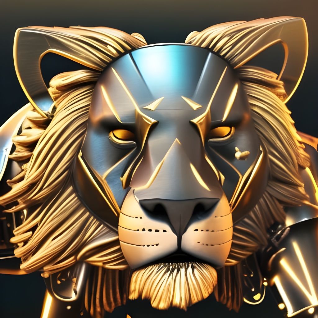Lion King in golden battle armour Mecha - AI Generated Artwork ...