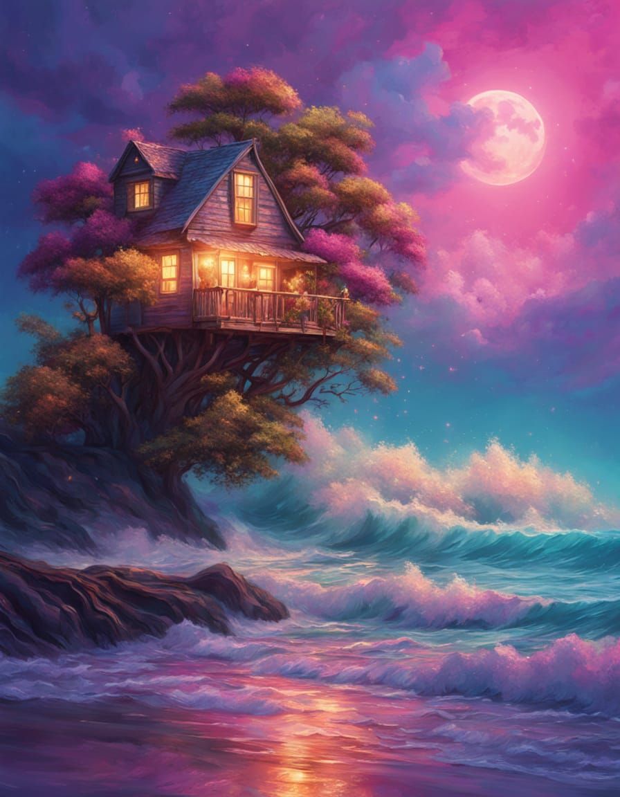 Coastal Treehouse - Enchanting Treehouse Perched on a Gnarle...