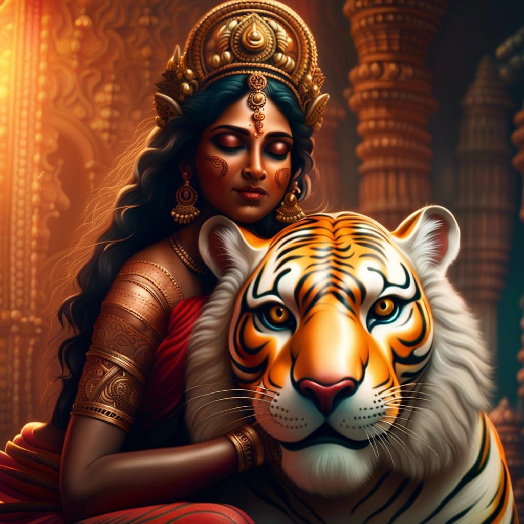 indian goddess Maa Durga - AI Generated Artwork - NightCafe Creator