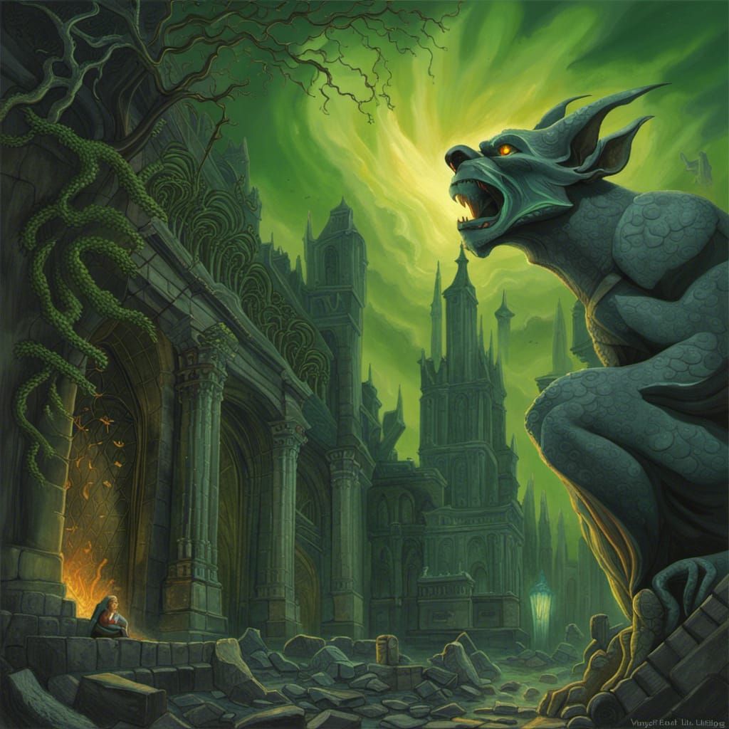 Gargoyles watching 8 - AI Generated Artwork - NightCafe Creator