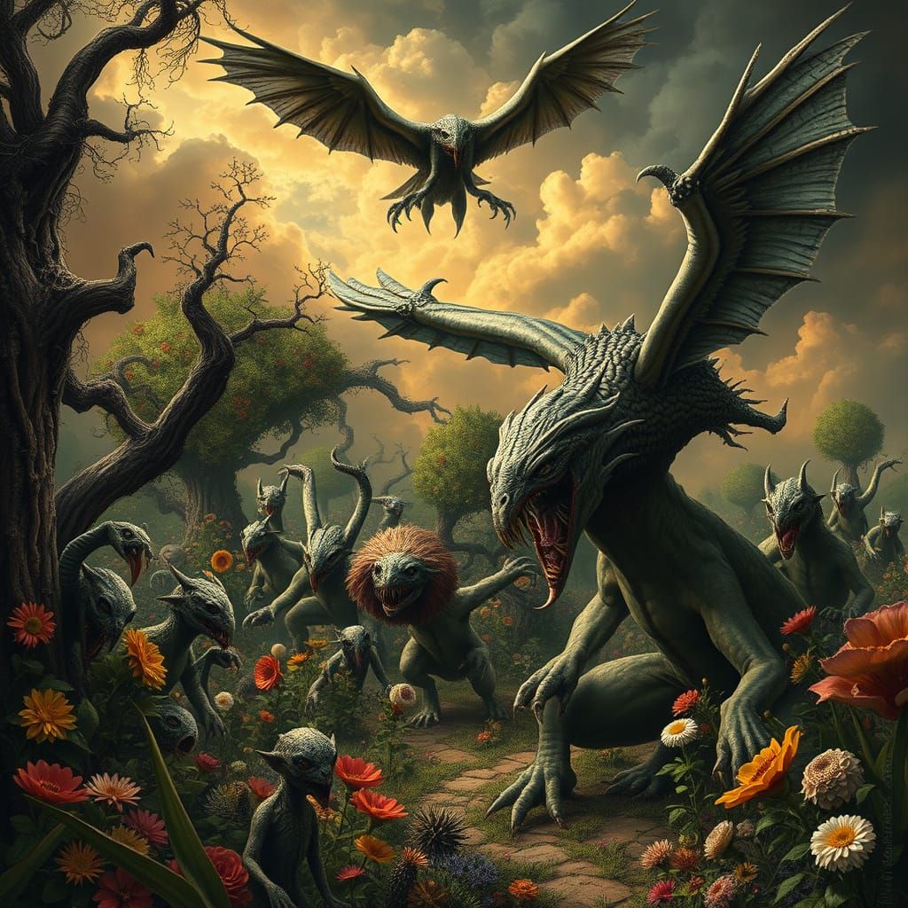 Twisted Garden of Nightmares in Hieronymus Bosch S... - AI Art