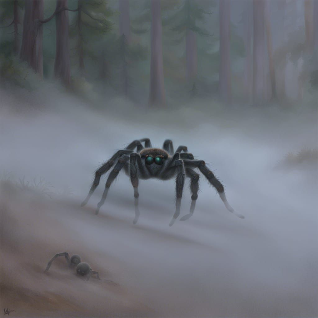 Tarantulas in the mist - AI Generated Artwork - NightCafe Creator