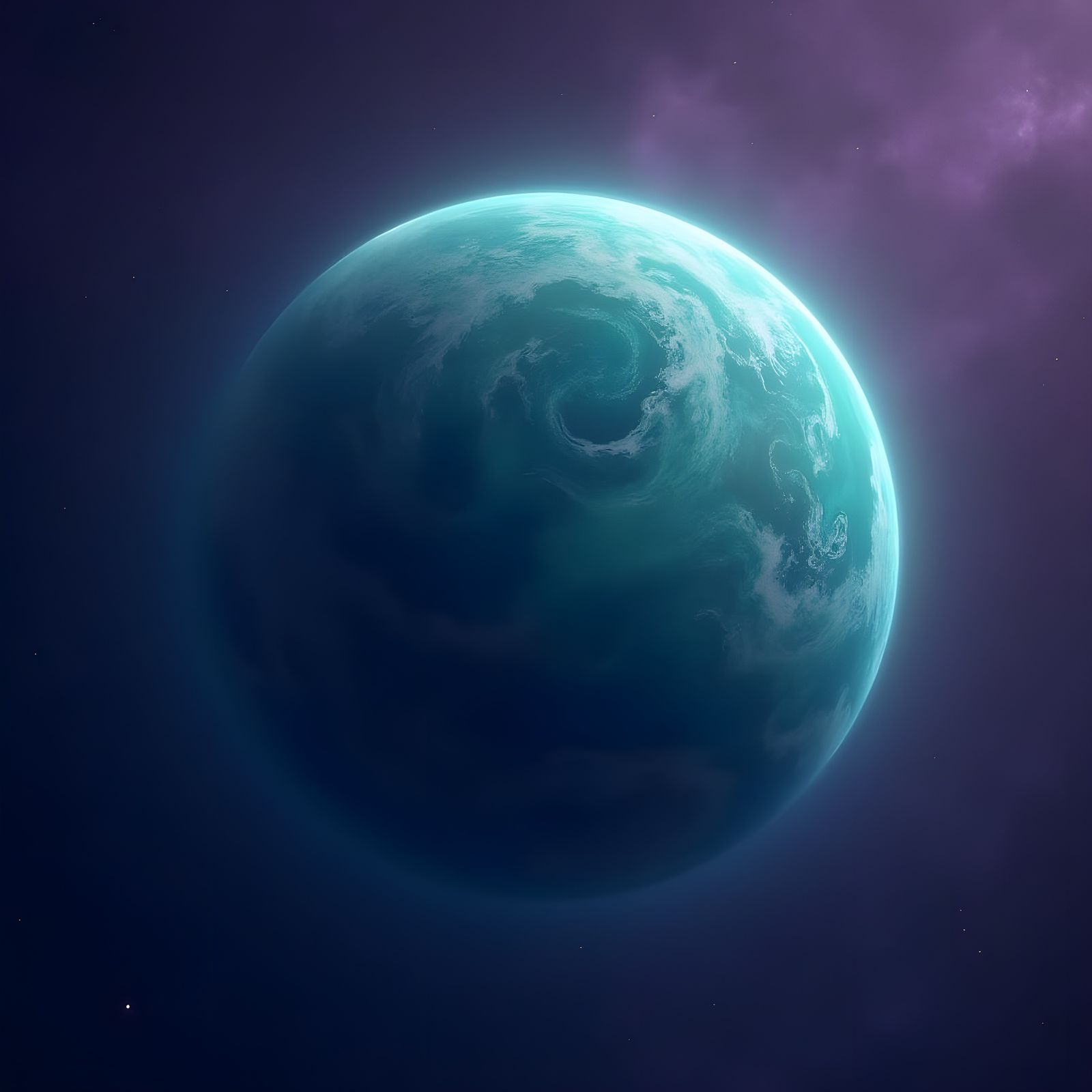 Vibrant Teal Planet in Deep Space - AI Art