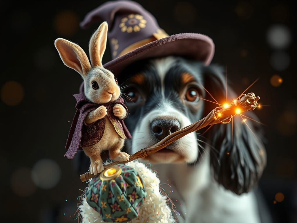 Carrotus abundant! - Mystical Bunny Wizard Standing on a Dog...