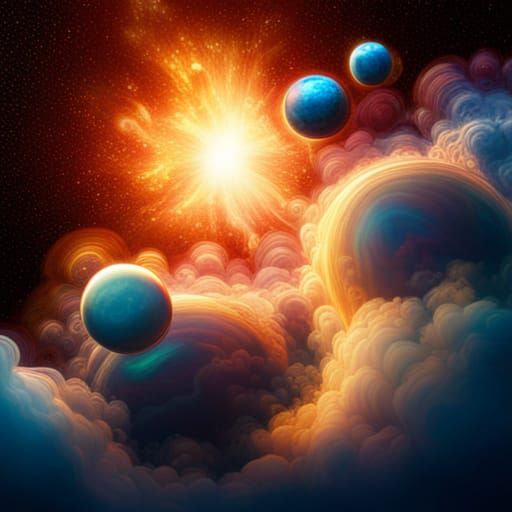 Bubbles in space, stars, galaxies, nebulae, 8k resolution, a ...