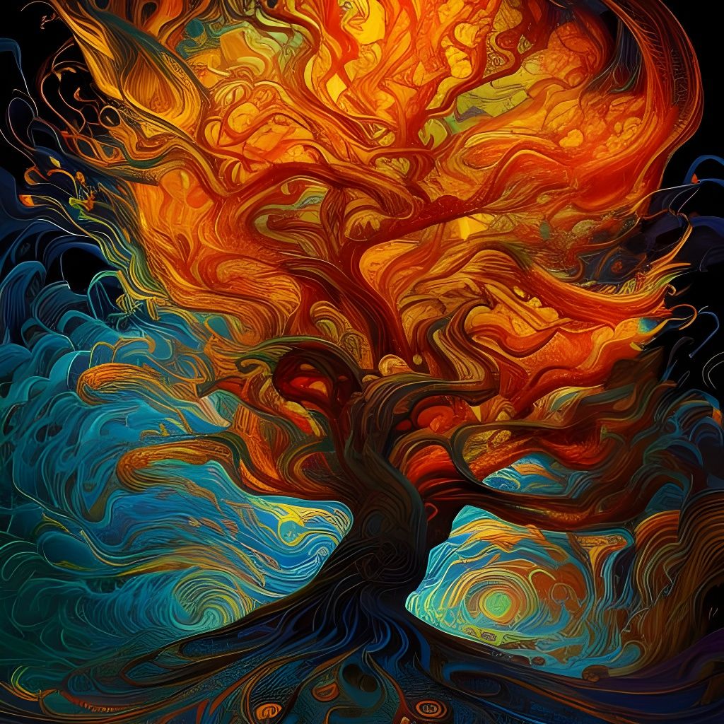 Fiery Tree - AI Generated Artwork - NightCafe Creator