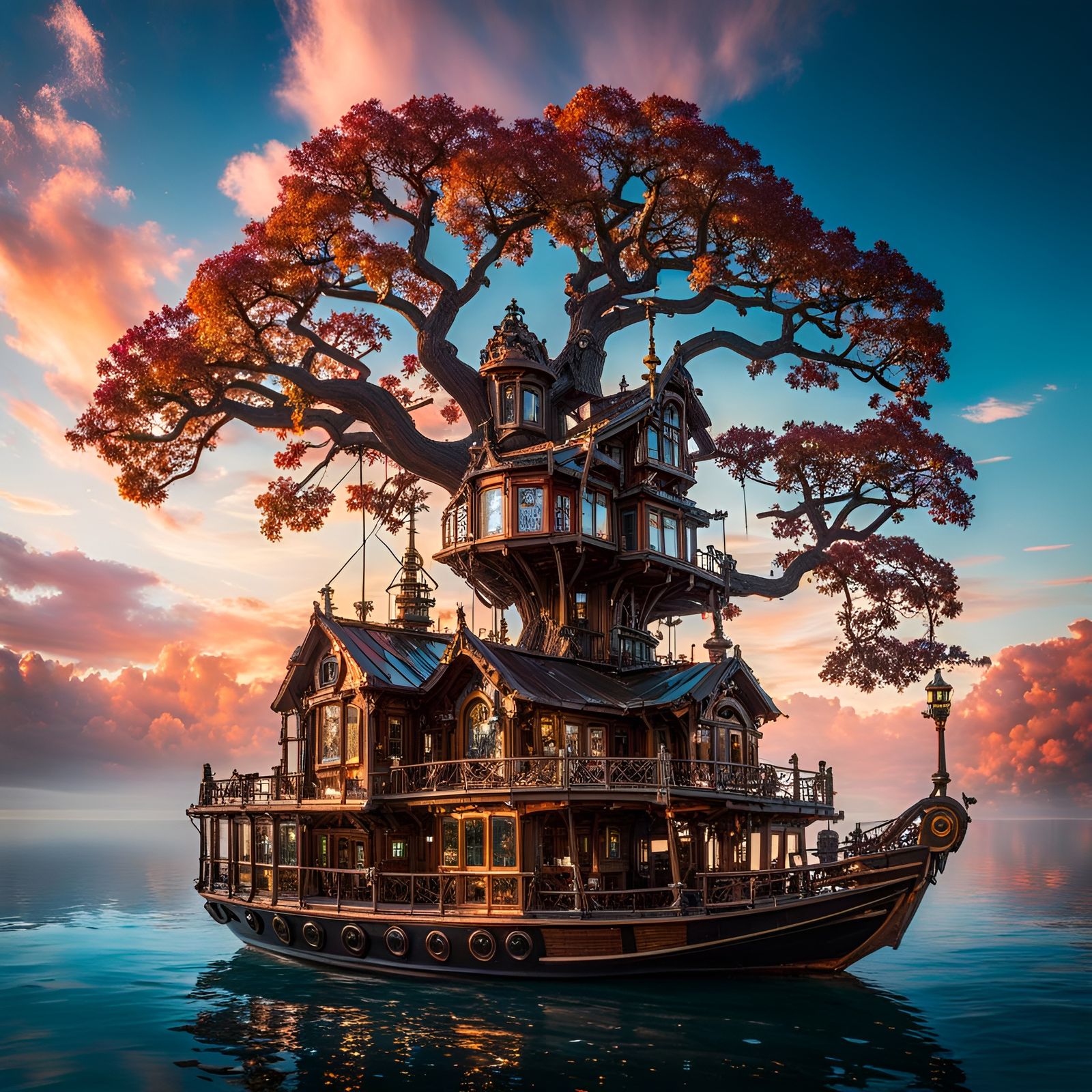 Treehouse Boat - AI Generated Artwork - NightCafe Creator
