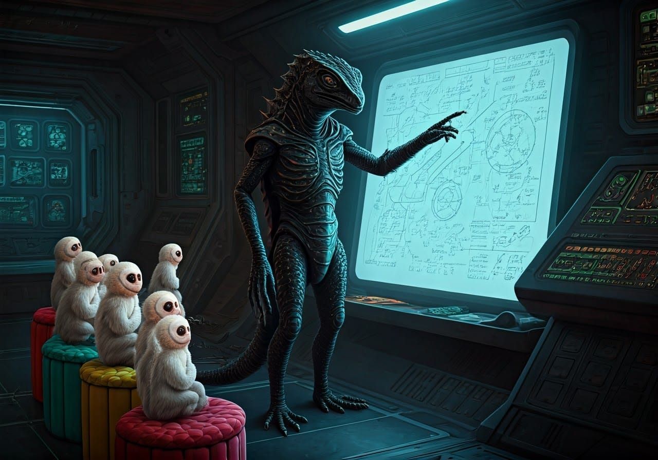 Alien Lizard-Insect Hybrid in Psychedelic Sci-Fi C... - AI Art