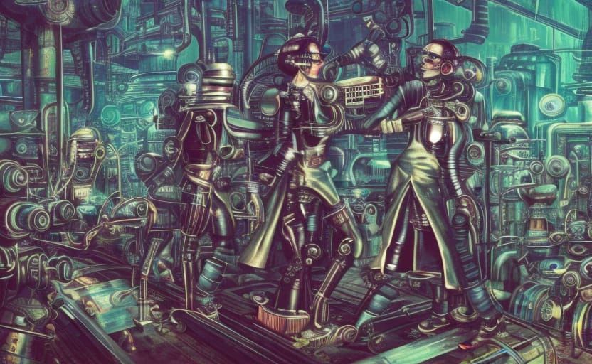 Cyborg Meeting - AI Generated Artwork - NightCafe Creator