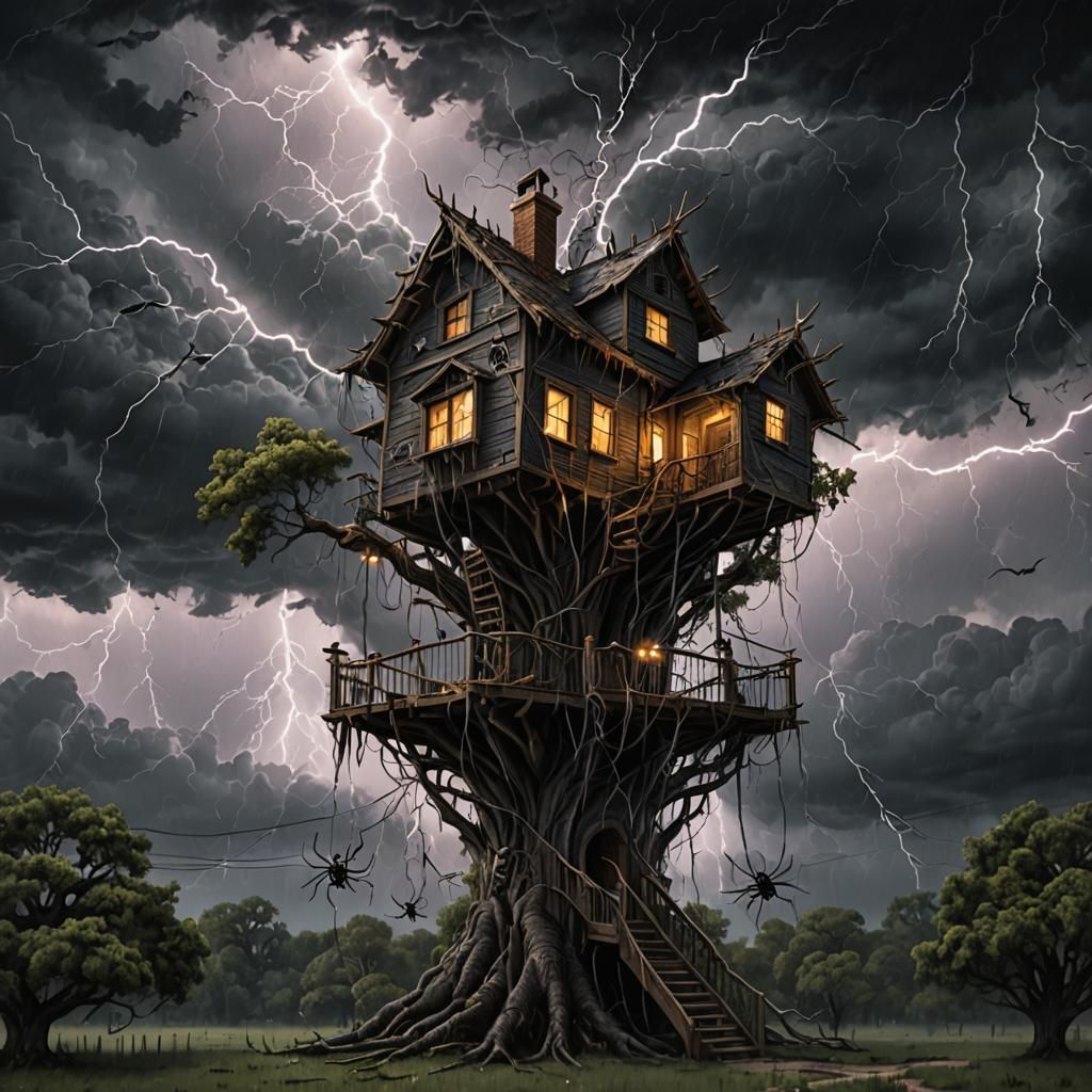 The sinister treehouse - AI Generated Artwork - NightCafe Creator