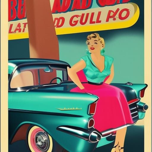 1957 chevy bel air, teal, 1950's girl, poodle skirt, poster girl, pin ...
