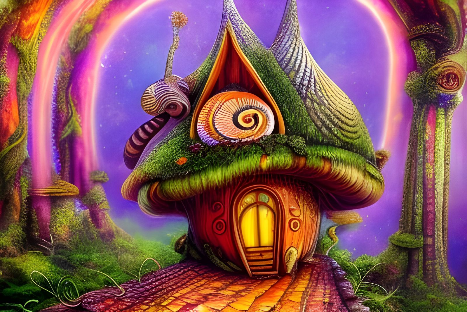 Snail treehouse - AI Generated Artwork - NightCafe Creator
