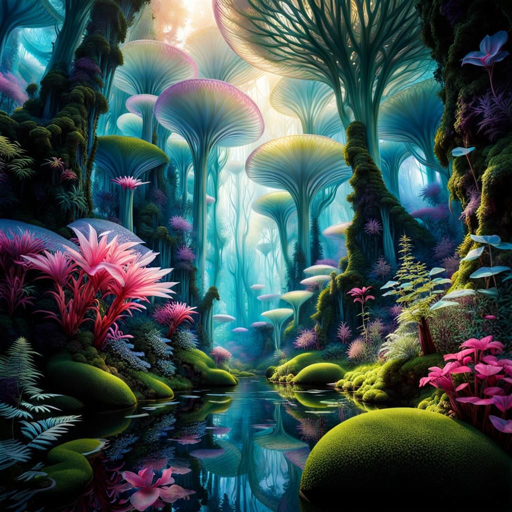 Alien planet forest - AI Generated Artwork - NightCafe Creator