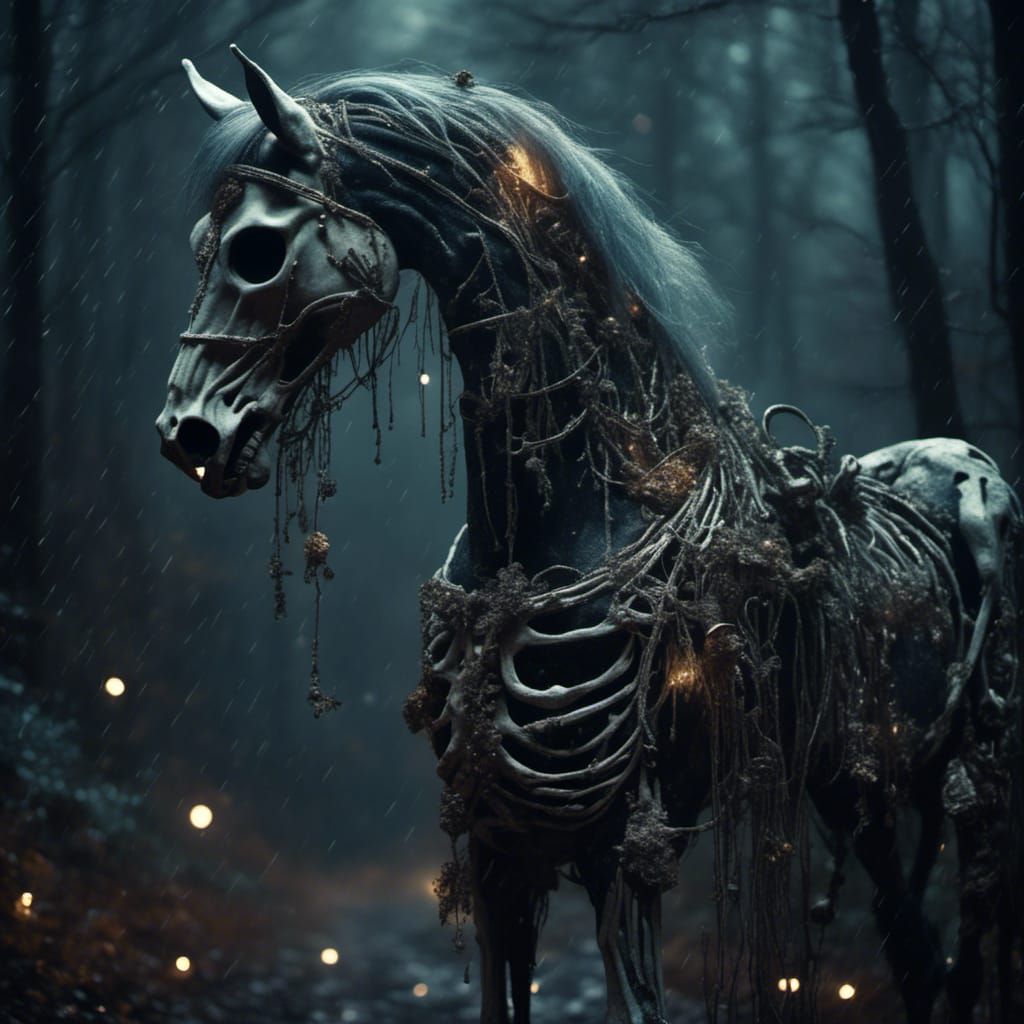 close-up portrait of a skeleton horse - AI Generated Artwork ...