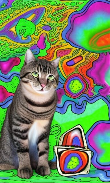 Cat and lsd and mushrooms - AI Generated Artwork - NightCafe Creator