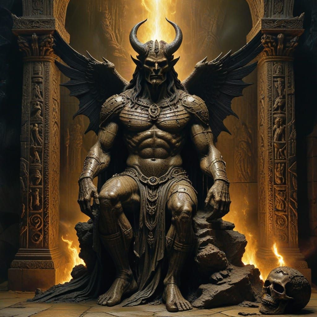 Giant Babylonian Clay Statue of Belial, The blood God.