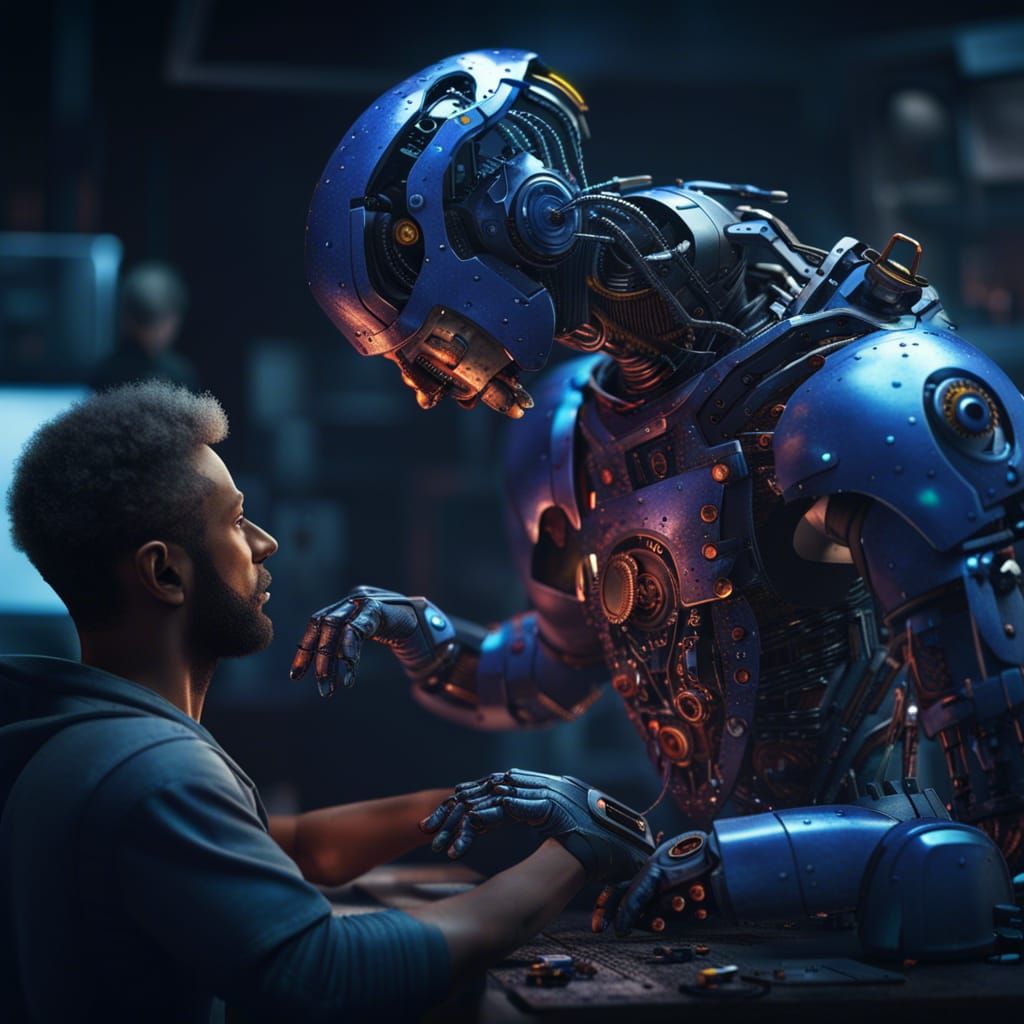 Man working on creating a human shaped robot - AI Generated Artwork ...