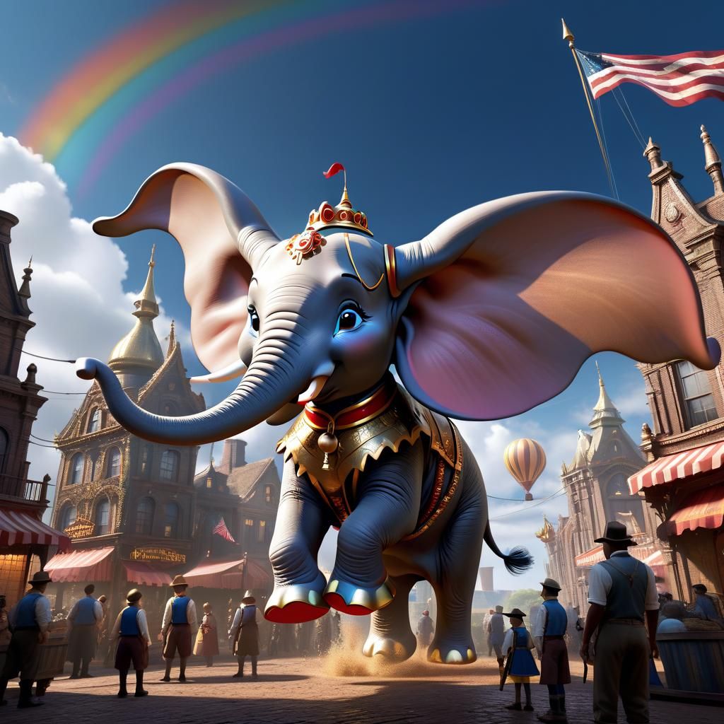 Dumbo learning to fly for the first time - AI Generated Artwork ...