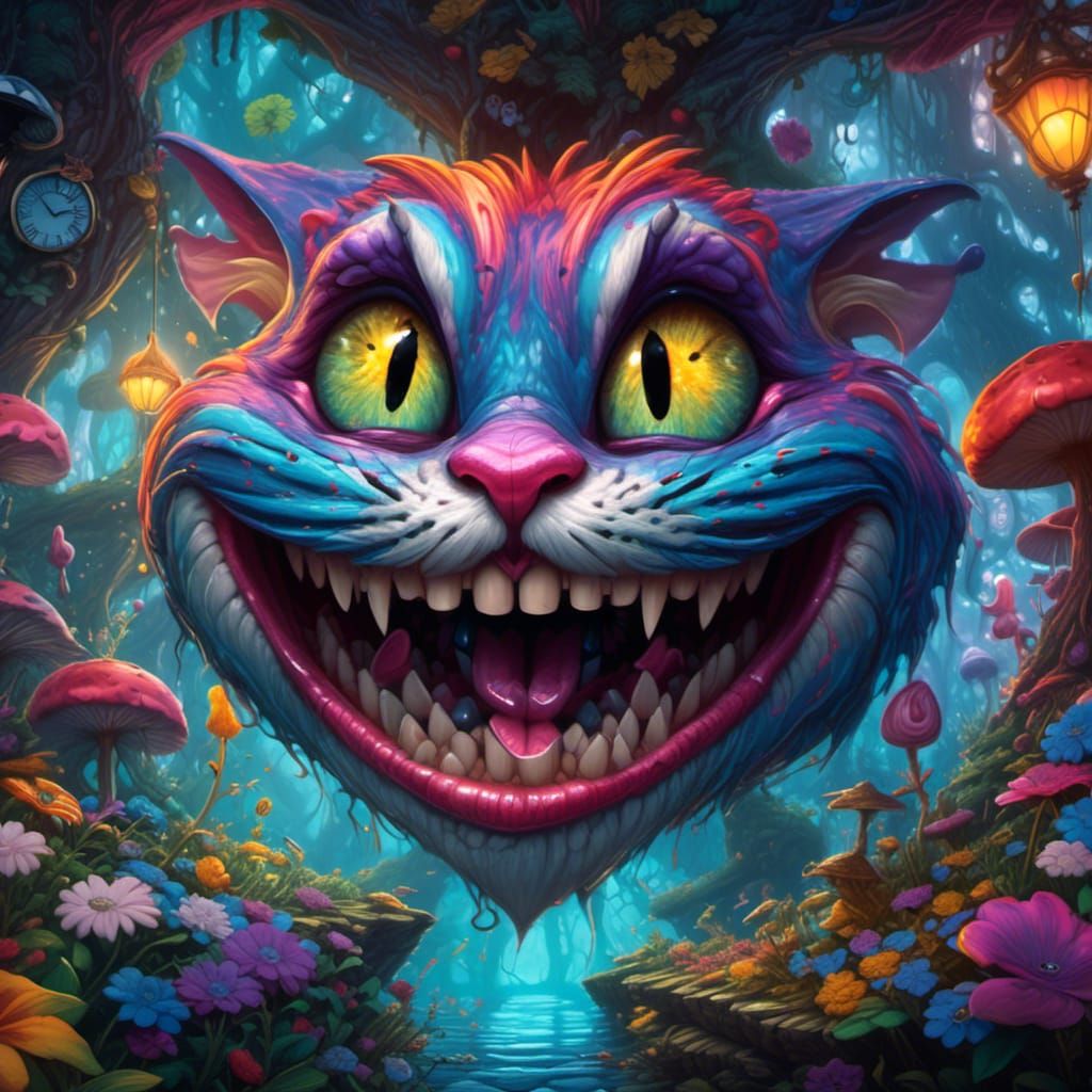 Cheshire Cat, Psychedelic, Pop : r/nightcafe