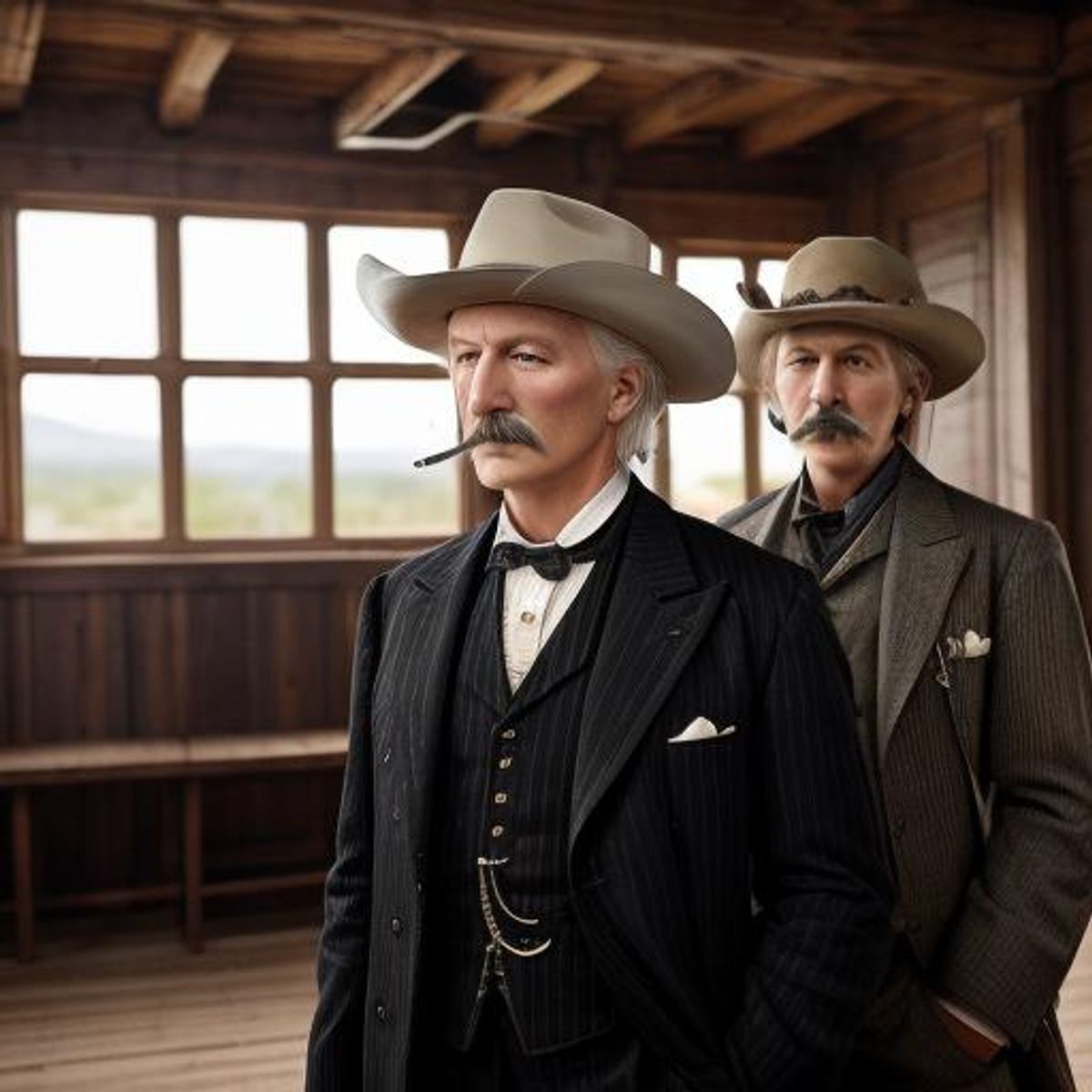 William Hartnell as "Doc" Holliday standing with Marshal Wyatt Earp ...