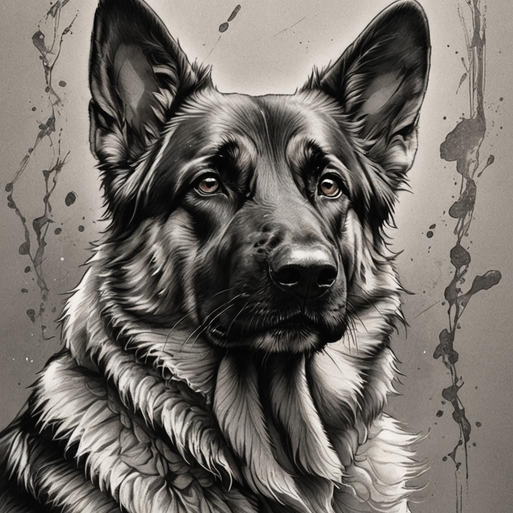 German Shepherd dog (pencil drawing) - AI Generated Artwork - NightCafe ...