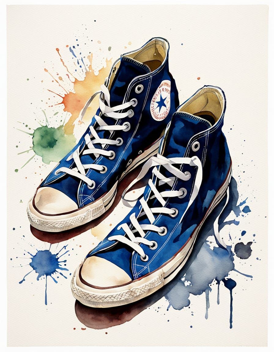 Vintage Converse Allstars in Soft Watercolor - AI Art