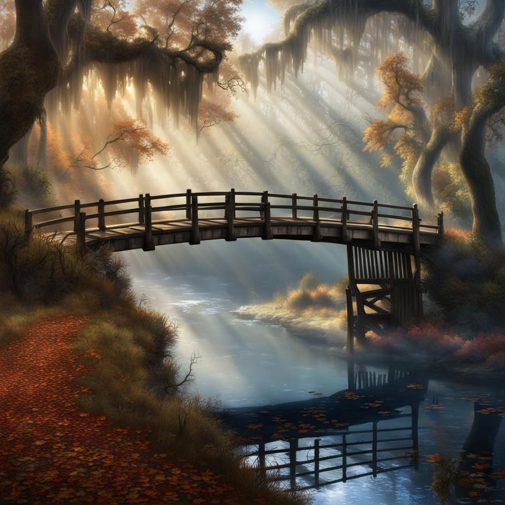 A bridge across a river - AI Generated Artwork - NightCafe Creator