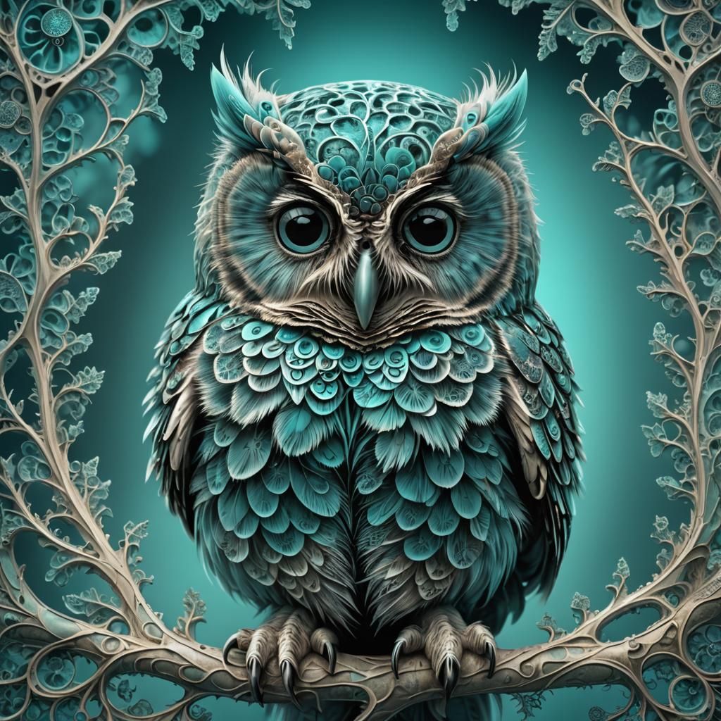 Teal Baby Owl - AI Generated Artwork - NightCafe Creator