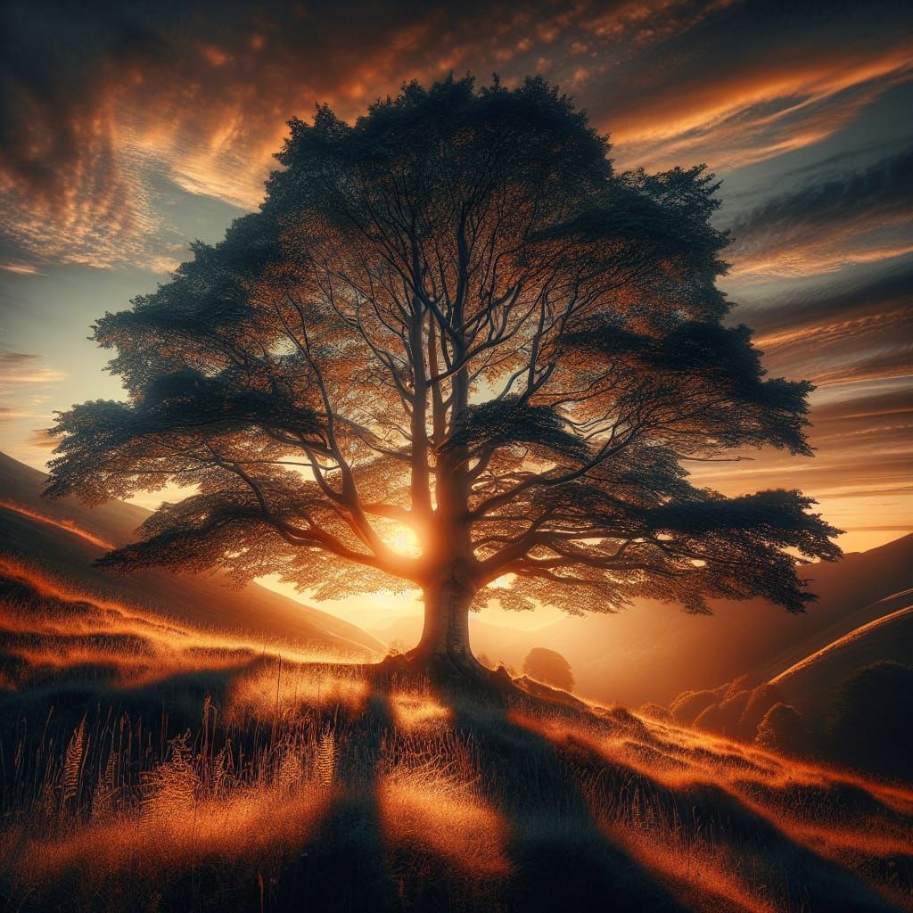 Sycamore Tree at Sunrise - AI Generated Artwork - NightCafe Creator