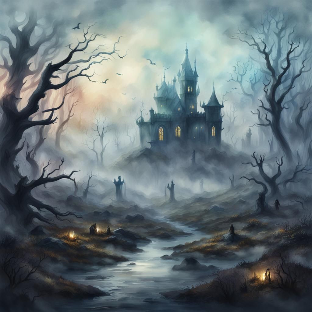 A haunted moor with a thick mystic fog - AI Generated Artwork ...