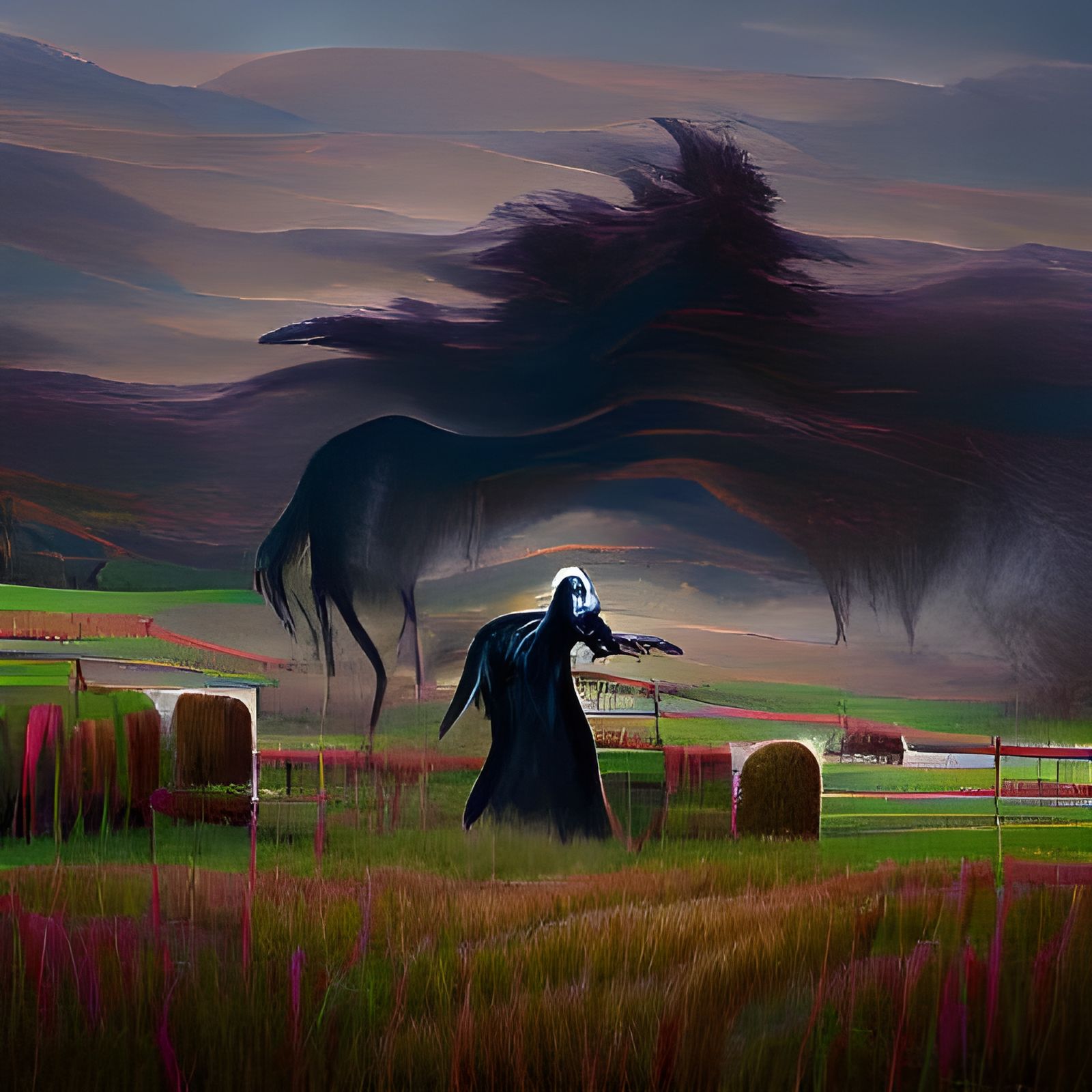 The grim reaper in a field - AI Generated Artwork - NightCafe Creator