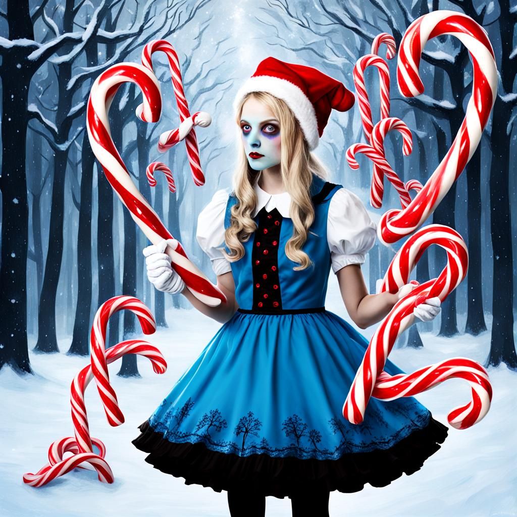 Dark Alice in Winter Wonderland with Fungal Candy ... - AI Art