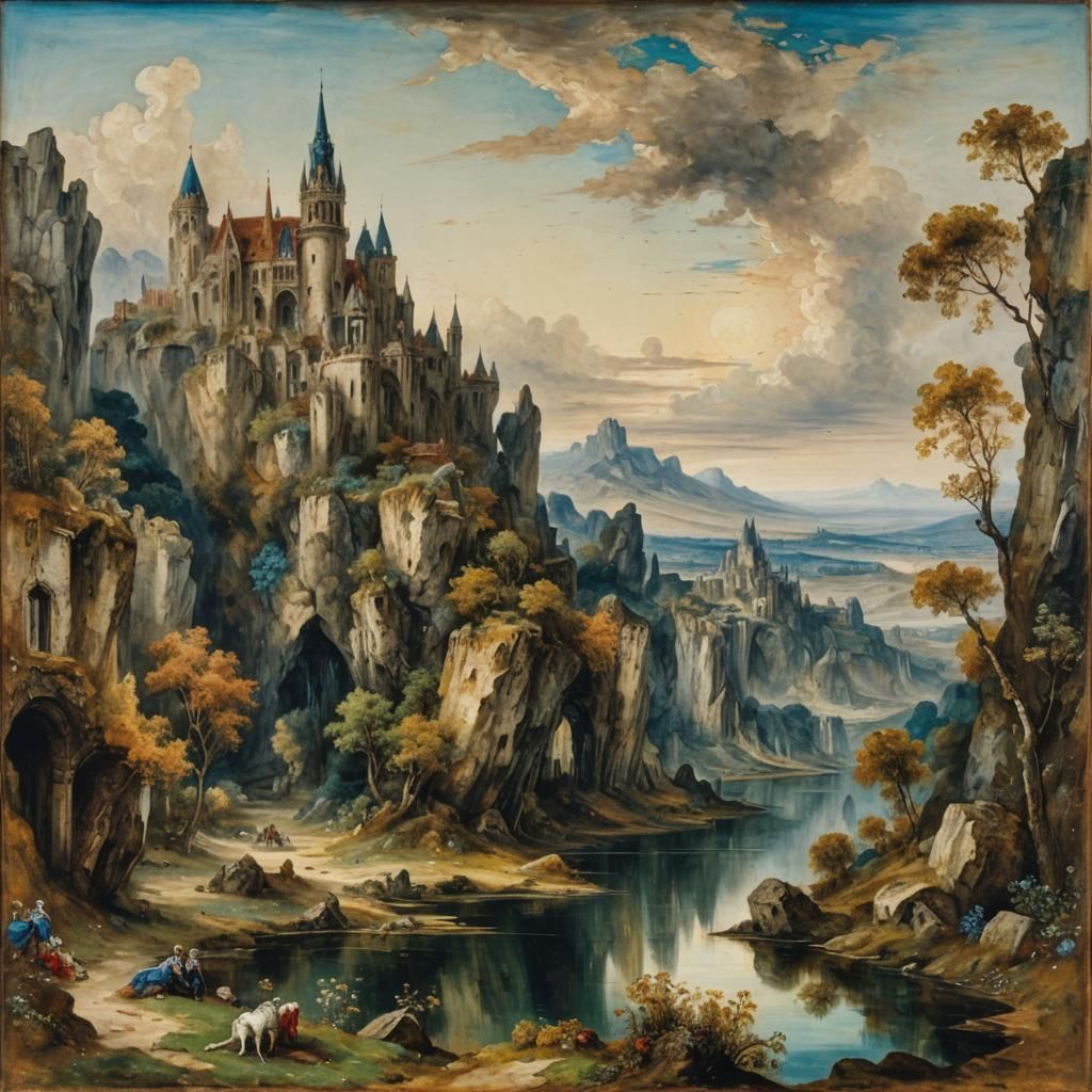 A landscape by Gustave Moreau - Symbolist Landscape in the S...