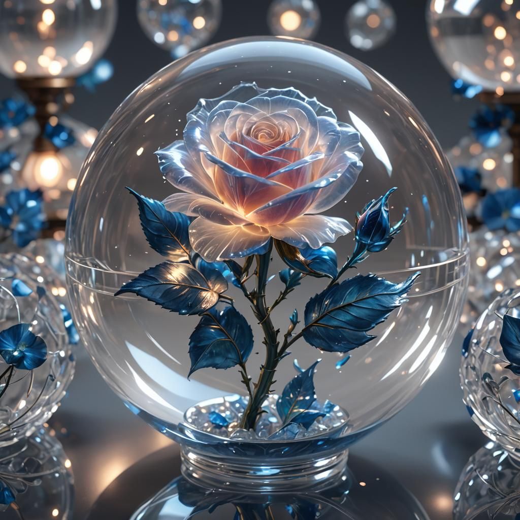 A crystal rose enclosed in a crystal ball - AI Generated Artwork ...