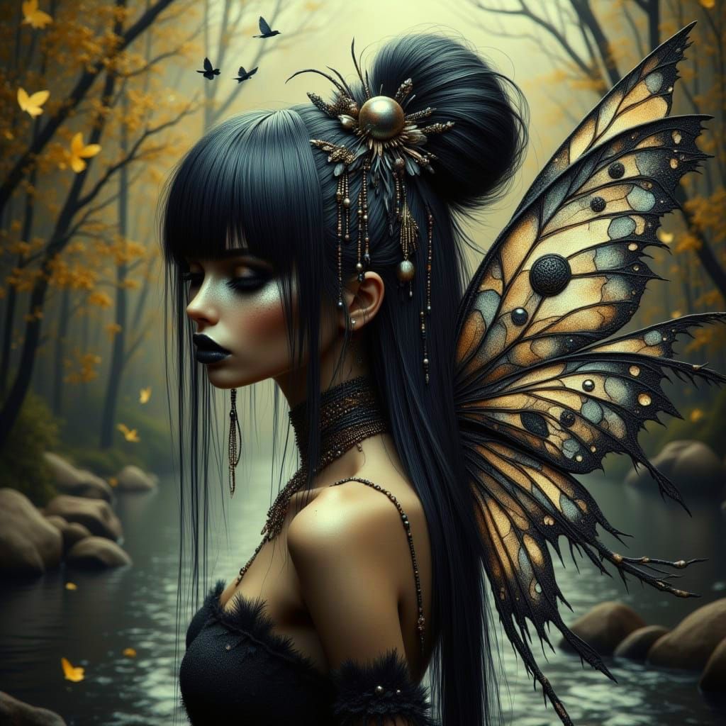 River Fairy in Denial - River Goddess with Elegant Fairy Win...