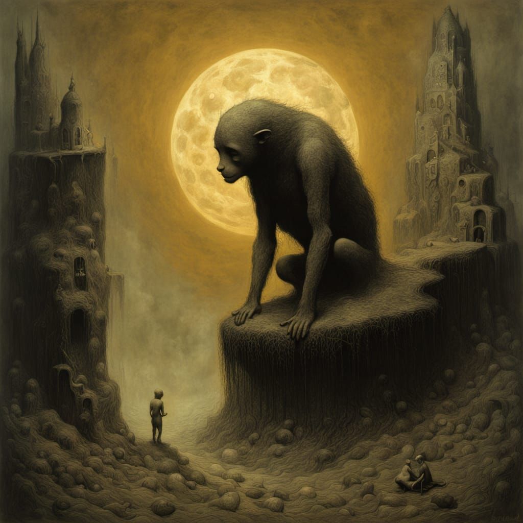 Dark Surrealist Landscape Inspired by Beksinski's ... - AI Art