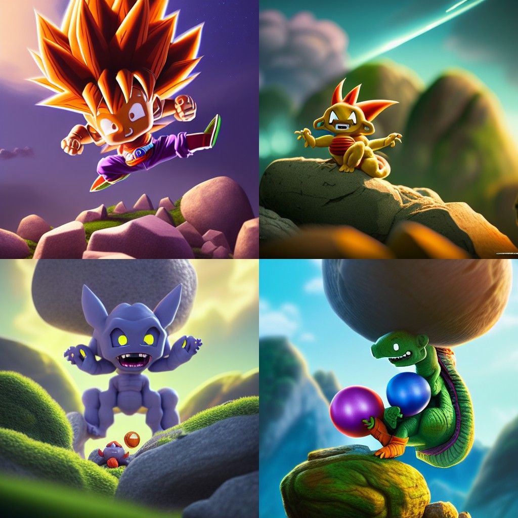 pixar style cute adorable little trunk dragon ball z, on namek ...