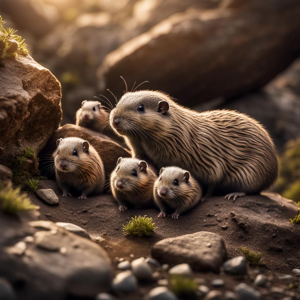 A lemming family playing rock - AI Generated Artwork - NightCafe Creator